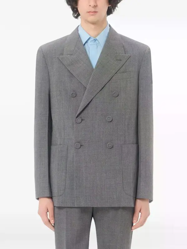 Valentino Garavani Double-breasted Jacket In Mouliné Wool With Pressed Crease