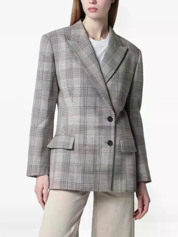 ANINE BING Aretha Plaid Blazer - Neutrals