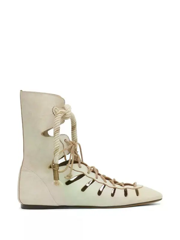 Isabel Marant Étoile Liade Lace-up Leather Gladiator Boots - Neutrals