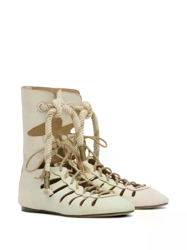 Isabel Marant Étoile Liade Lace-up Leather Gladiator Boots - Neutrals