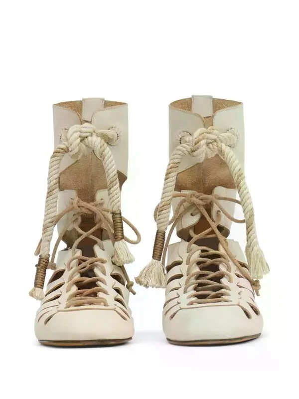 Isabel Marant Étoile Liade Lace-up Leather Gladiator Boots - Neutrals