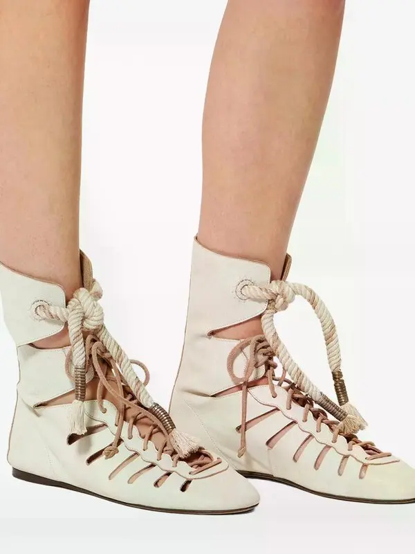 Isabel Marant Étoile Liade Lace-up Leather Gladiator Boots - Neutrals