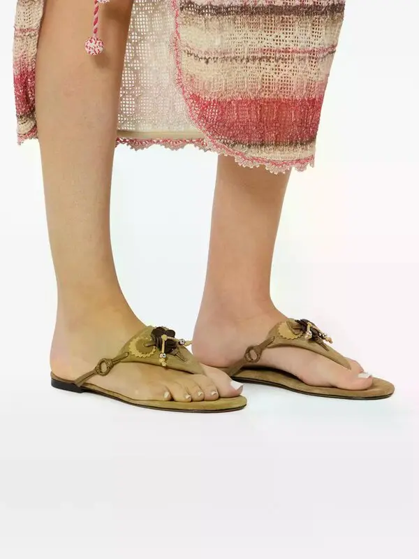 Isabel Marant Étoile Elato Suede Thong Sandals With Metal Rings