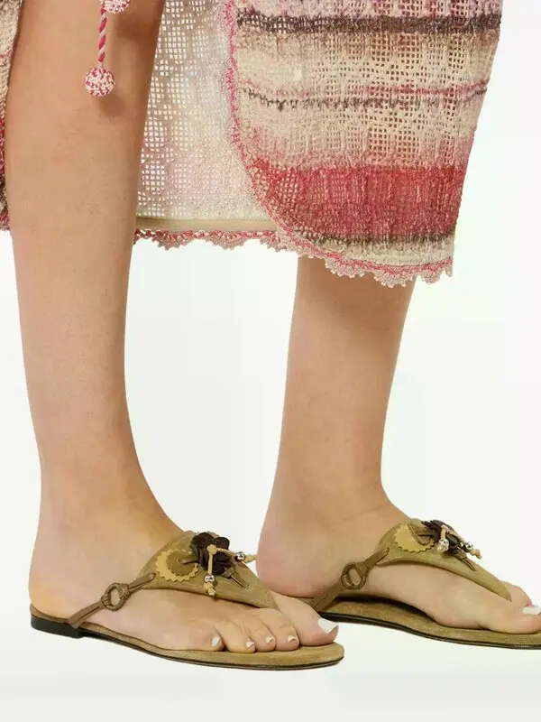 Isabel Marant Étoile Elato Suede Thong Sandals With Metal Rings