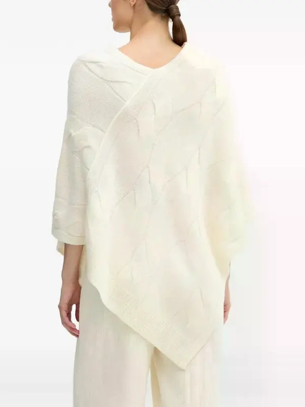 BENETTON Cable Knit Poncho With Short Sleeves