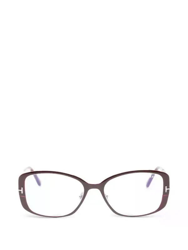 TOM FORD Geometric Full Rim Eyeglasses - Red
