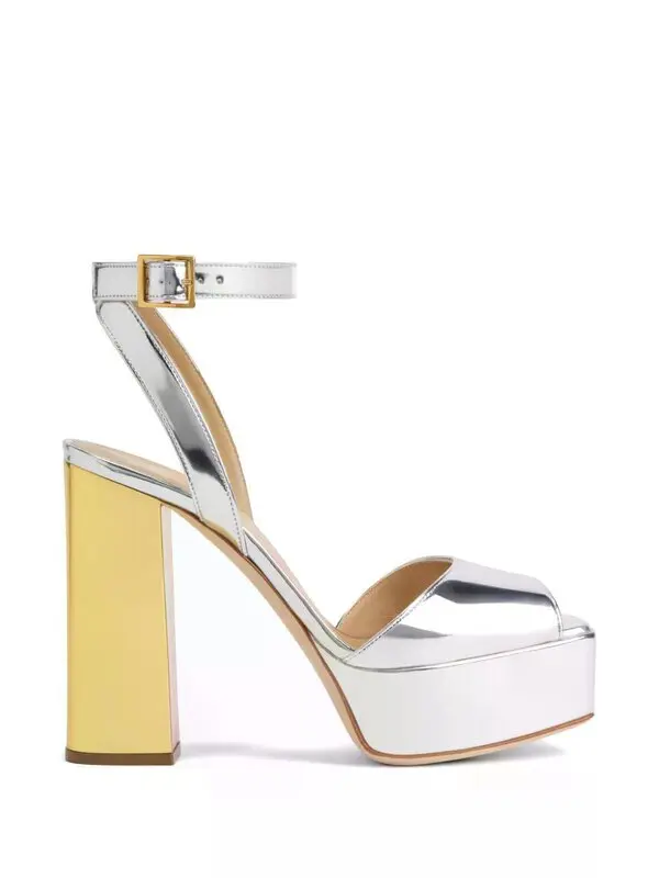 GIUSEPPE ZANOTTI Betty Platform Buckle Strap Sandals - Silver