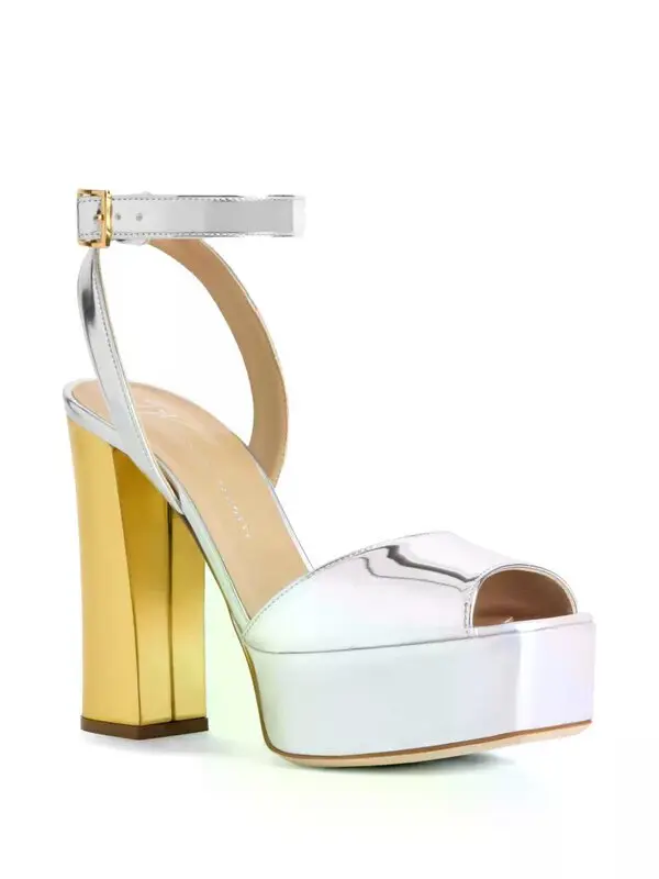 GIUSEPPE ZANOTTI Betty Platform Buckle Strap Sandals - Silver