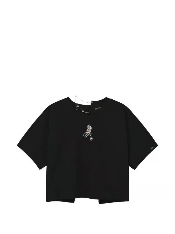 MUSIUM DIV. Embellished Open-back T-shirt - Black