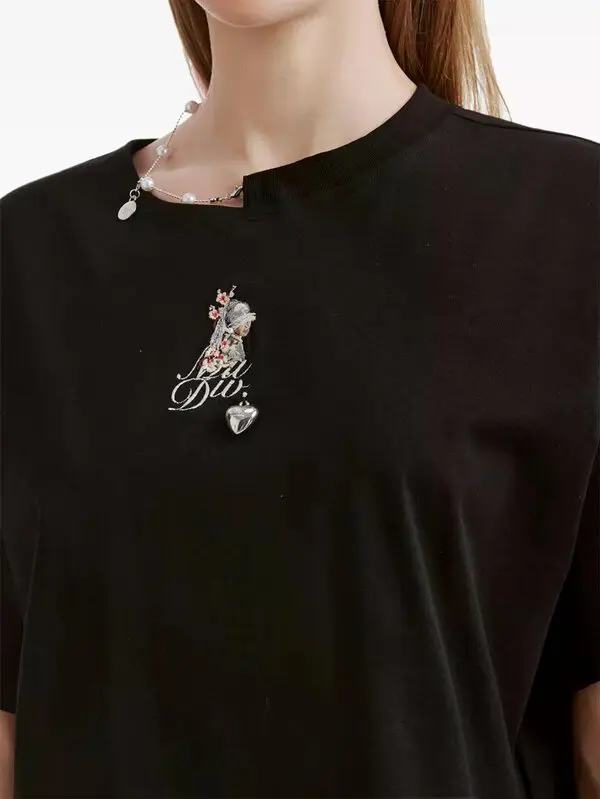 MUSIUM DIV. Embellished Open-back T-shirt - Black