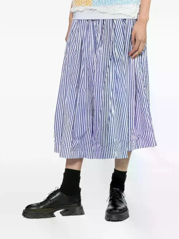 Comme Des Garçons Striped Pleated Midi Skirt