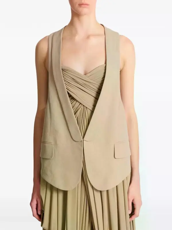 Balmain Asymmetrical Gabardine Gilet - Neutrals