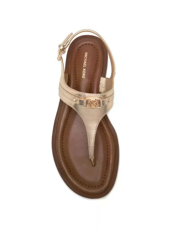 Michael Kors Mandy T-strap Flat Sandals - Gold