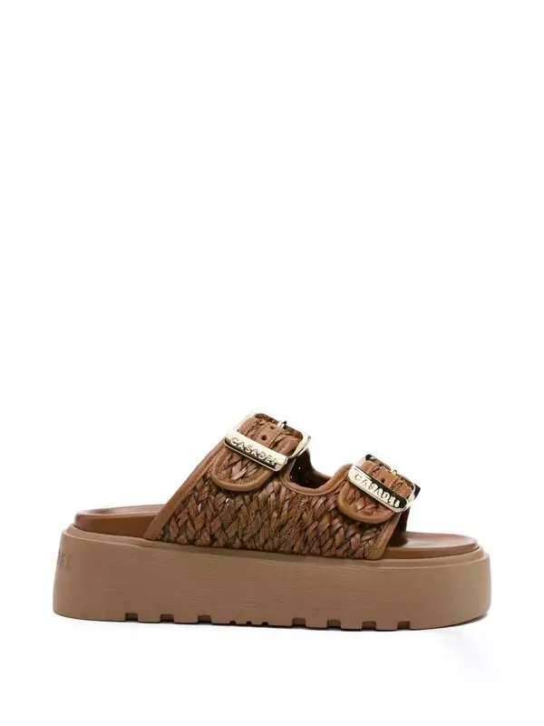 Casadei Buckled Woven Platform Sandals