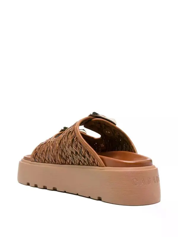 Casadei Buckled Woven Platform Sandals
