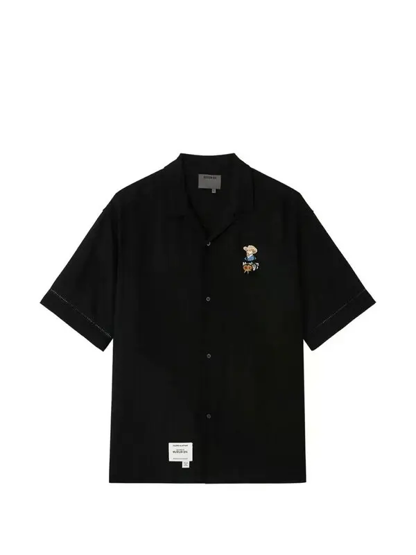 MUSIUM DIV. Embroidery Sleeve Trim Shirt - Black
