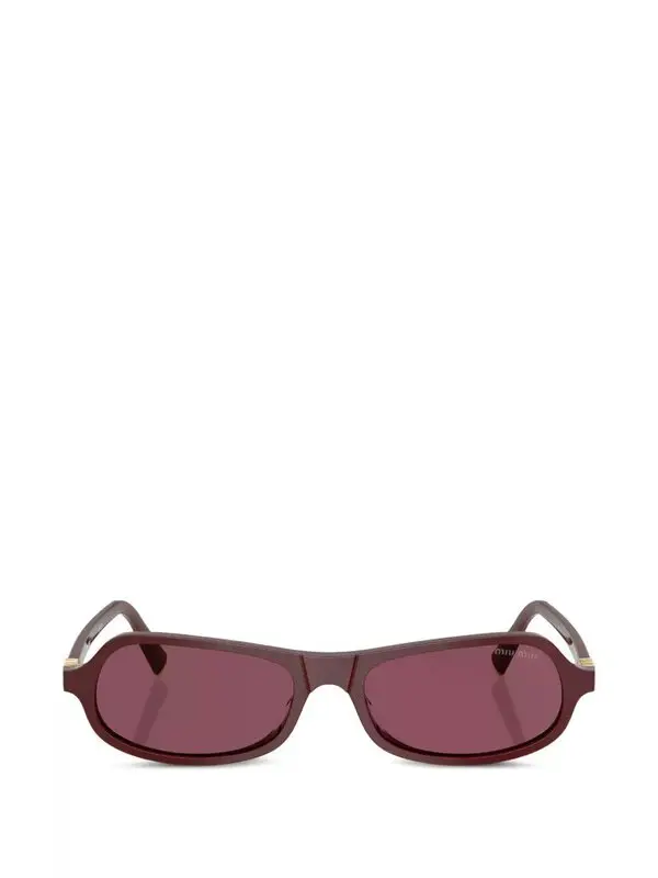 Miu Miu Rectangle Frame Logo Lettering Sunglasses - Brown