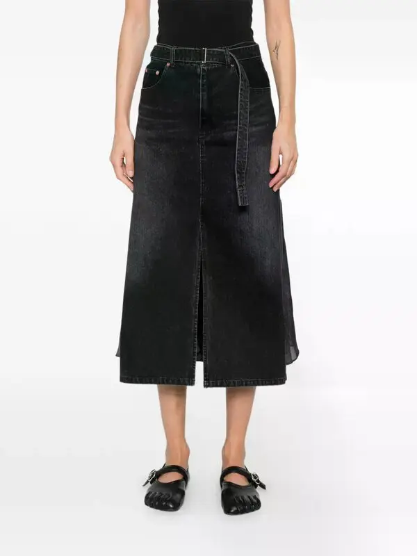 Sacai Belted Split Midi Skirt