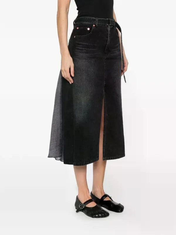 Sacai Belted Split Midi Skirt