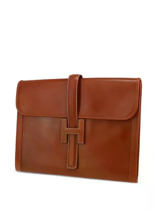 Hermès Jige Leather Pouch - Brown