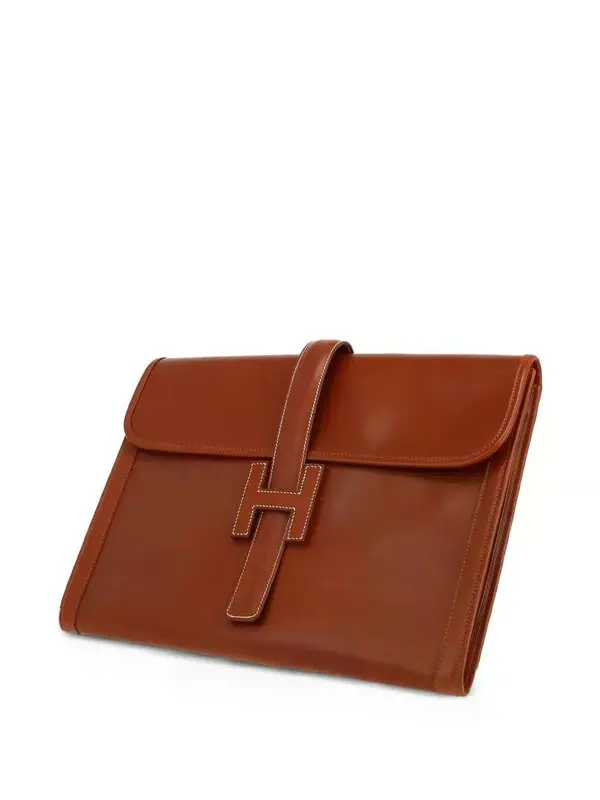 Hermès Jige Leather Pouch - Brown