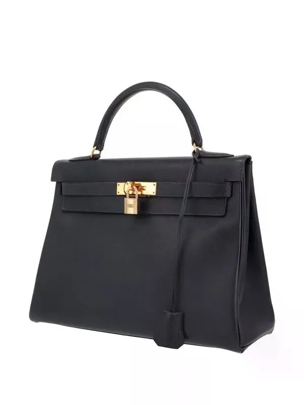 Hermès 1997 Gilt Leather Handbag - Blue