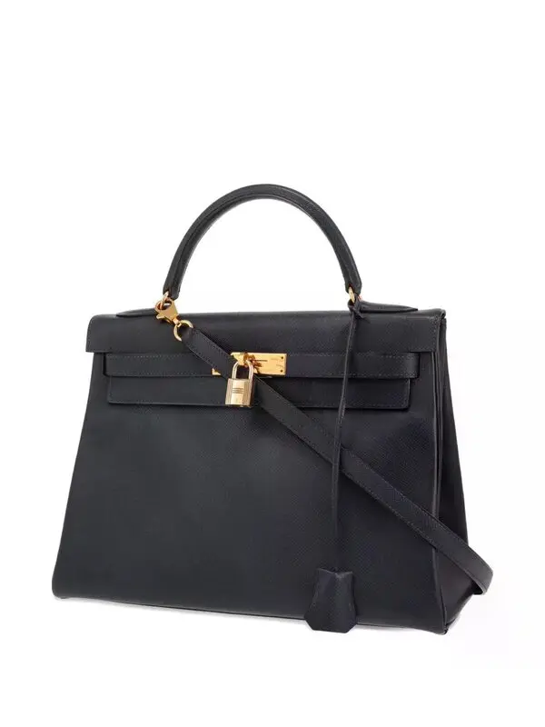 Hermès 1997 Gilt Leather Handbag - Blue