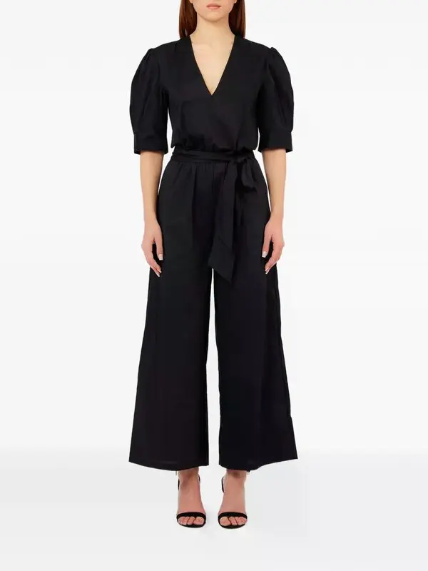 Liu Jo Belted Jumpsuit With Puffed Sleeves - Black