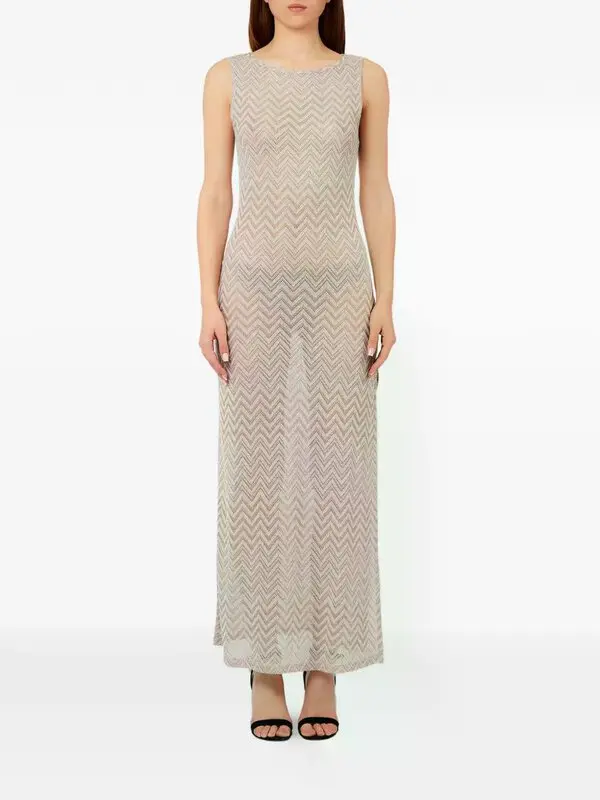 Liu Jo Chevron Sleeveless Dress - Neutrals