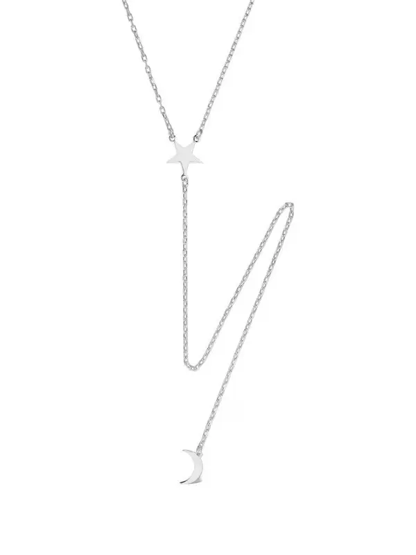 OBSIDIAN Star Moon Pendant Necklace - Silver