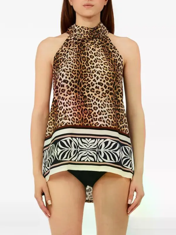 Liu Jo Animal Print Tie Neck Top