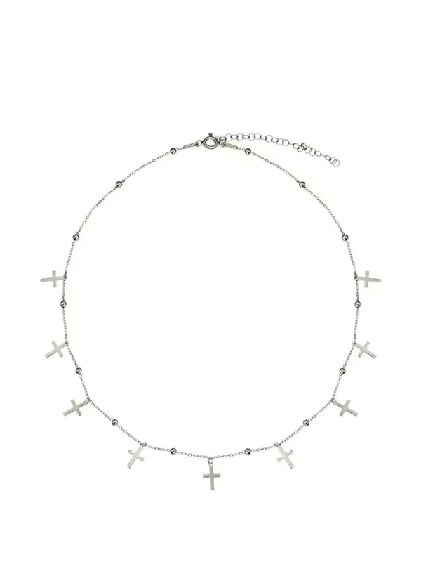 OBSIDIAN Cross Star Pendant Necklace - Silver