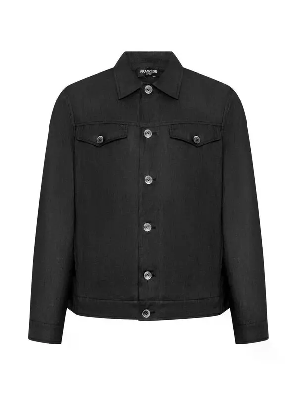 FRANZESE COLLECTION Button Flap-pocket Linen Jacket