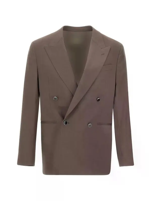 MANUEL RITZ Double-breasted Peak Lapel Blazer - Brown