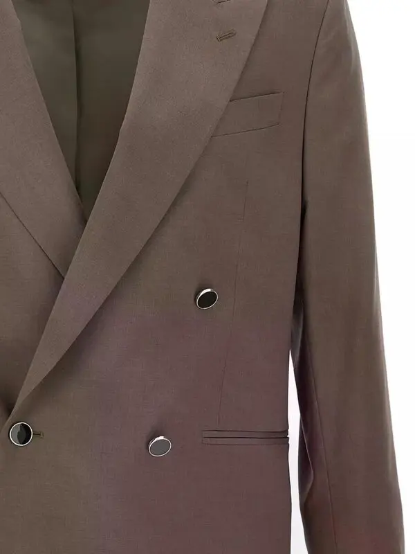 MANUEL RITZ Double-breasted Peak Lapel Blazer - Brown