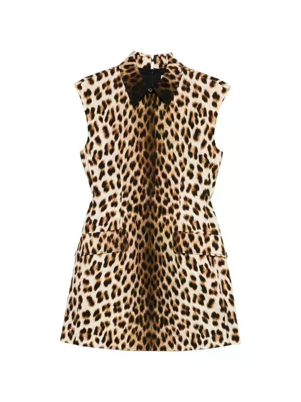 Sportmax Animal Print Mini Dress With Bow Detail - Neutrals