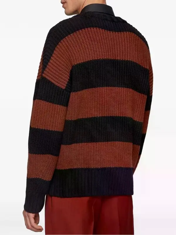 BOSS Ribbed V-neck Striped Sweater