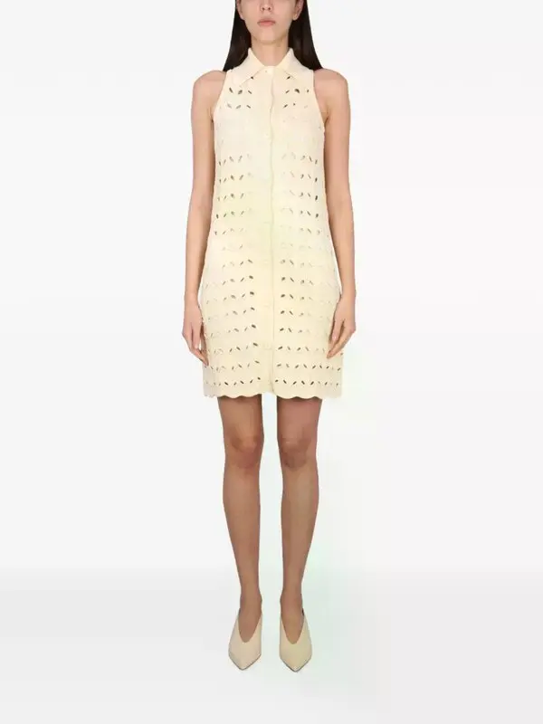 Max Mara Rivle Pointelle Knit Button Mini Dress
