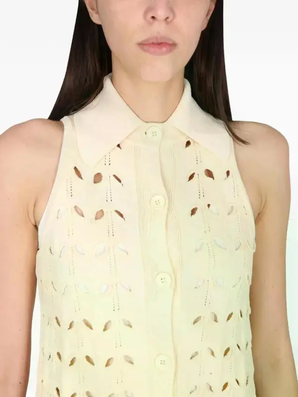 Max Mara Rivle Pointelle Knit Button Mini Dress