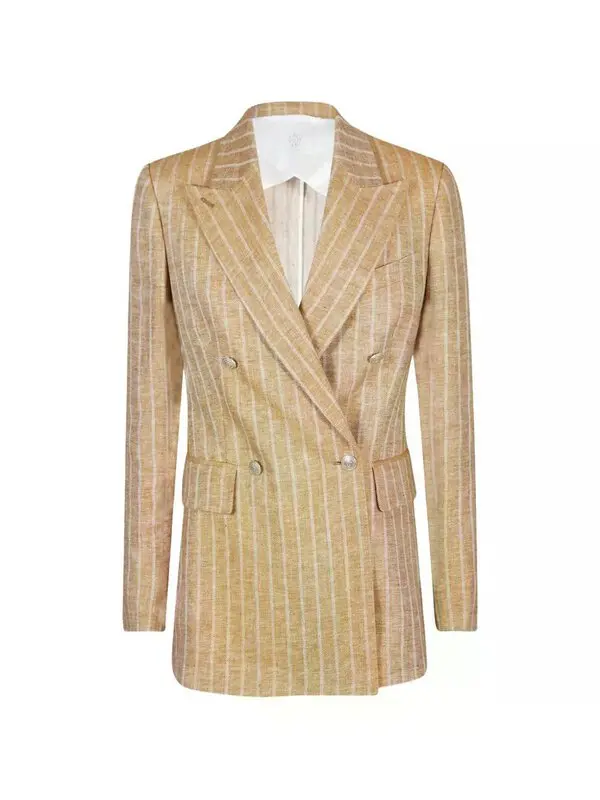 Eleventy Double-breasted Striped Blazer