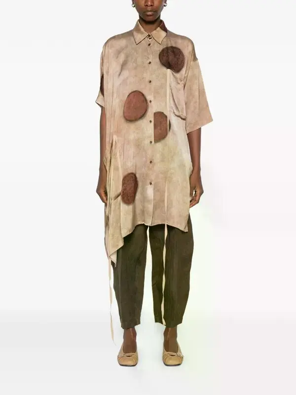 UMA WANG Thetis Dot-print Tie-detail Top