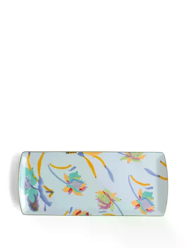 LISA CORTI Japanese Floral-print Porcelain Platter - Blue