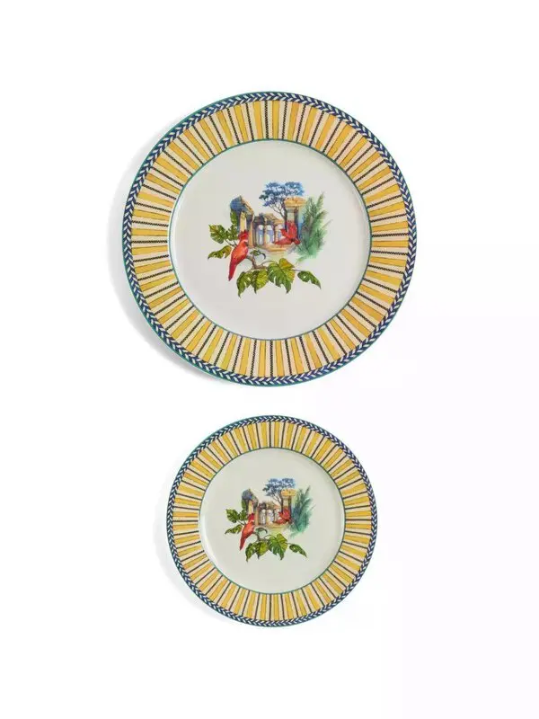 LISA CORTI Jungle Parrot Porcelain Plate - Yellow