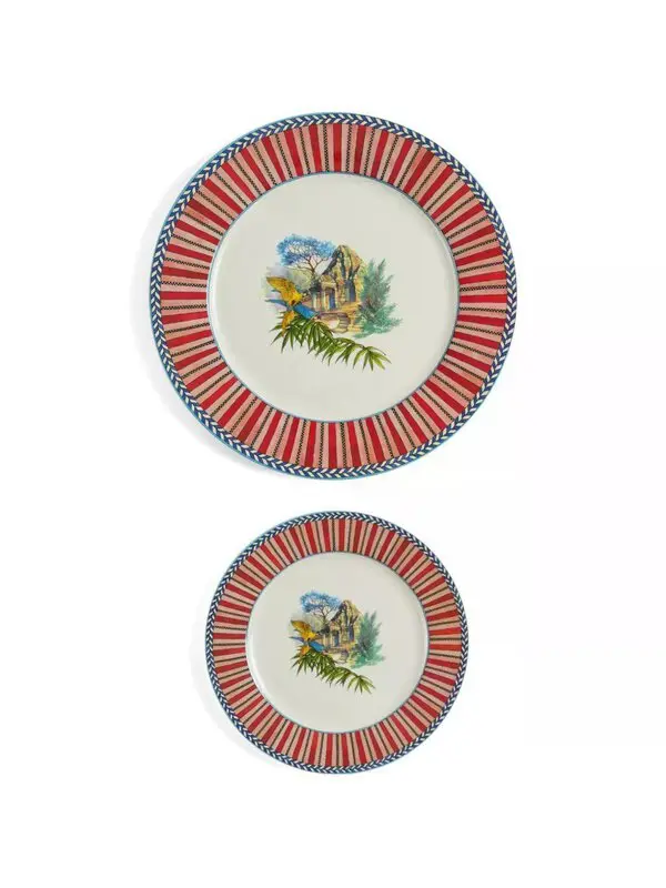 LISA CORTI Jungle Parrot Porcelain Plate - Red