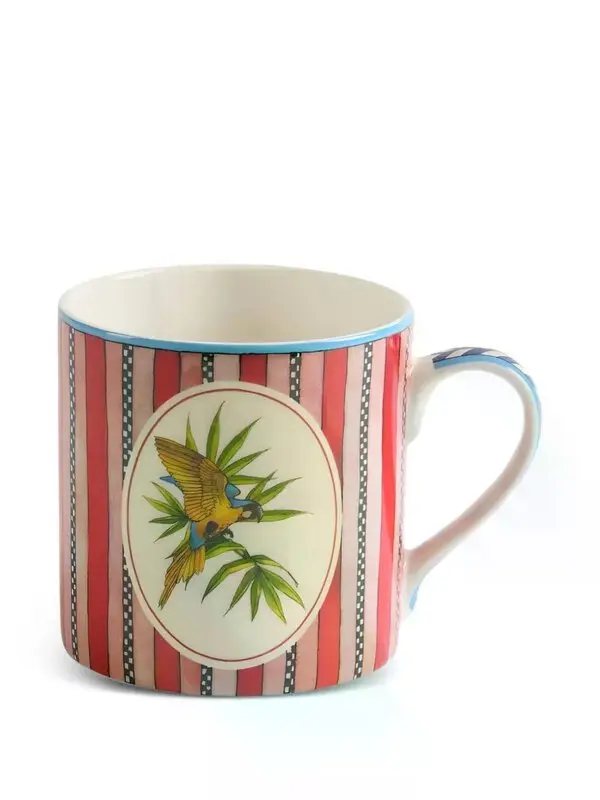 LISA CORTI Parrot-motif Porcelain Mug - Red
