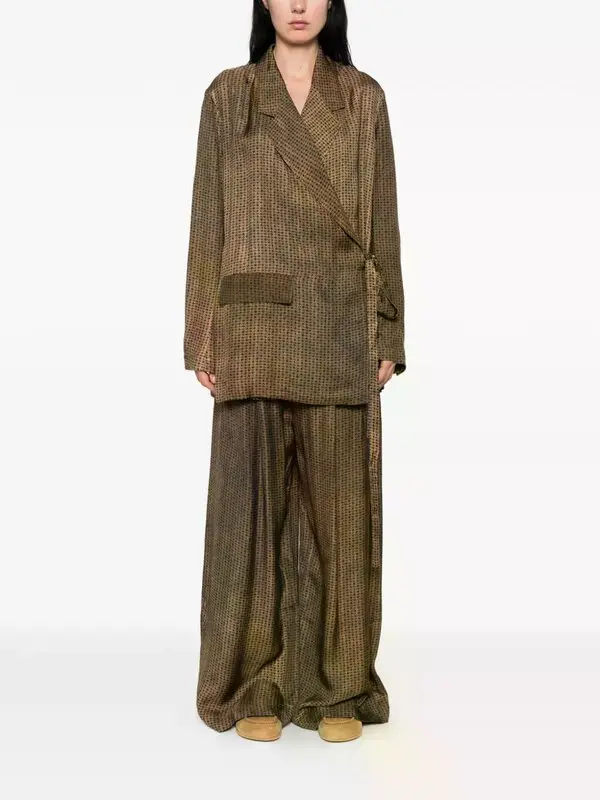UMA WANG Geometric Jacquard Wrap Jacket - Neutrals