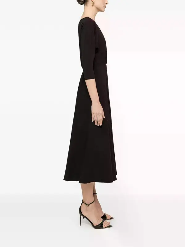 NISSA Pearl Detail Midi Dress - Black