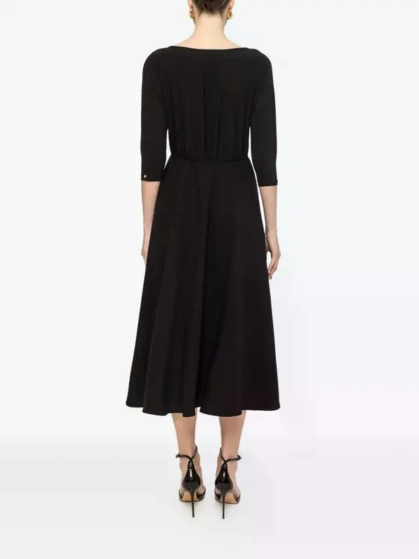 NISSA Pearl Detail Midi Dress - Black