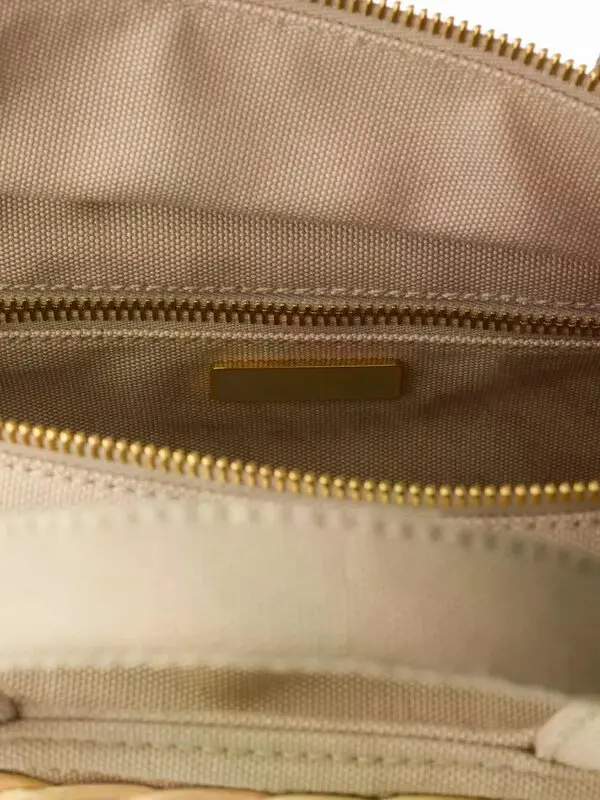 Prada Medium Wicker And Canvas Tote Bag