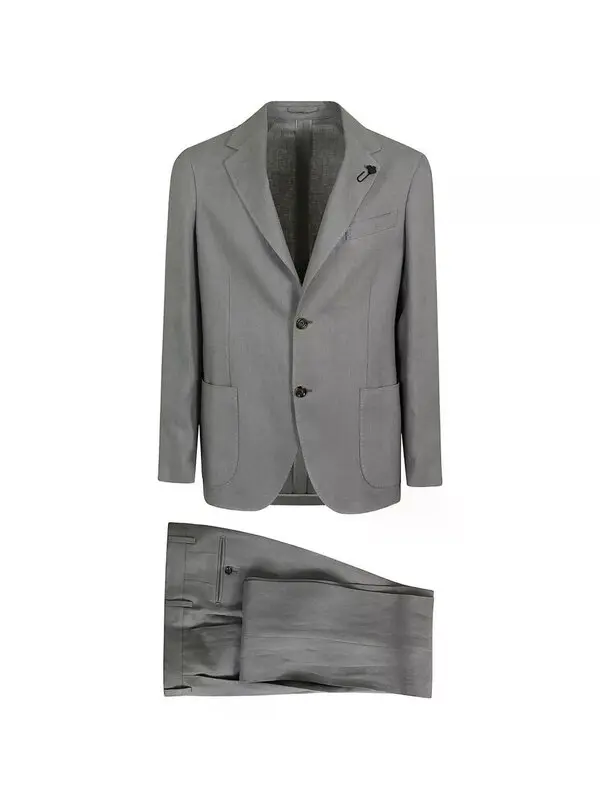LARDINI Flower-pin Buttoned Suit - Grey